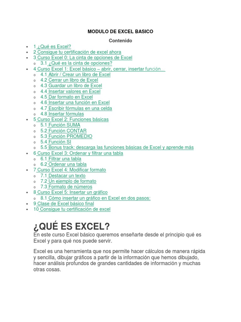 Modulo de Excel Basico | PDF | Microsoft Excel | Archivo de computadora