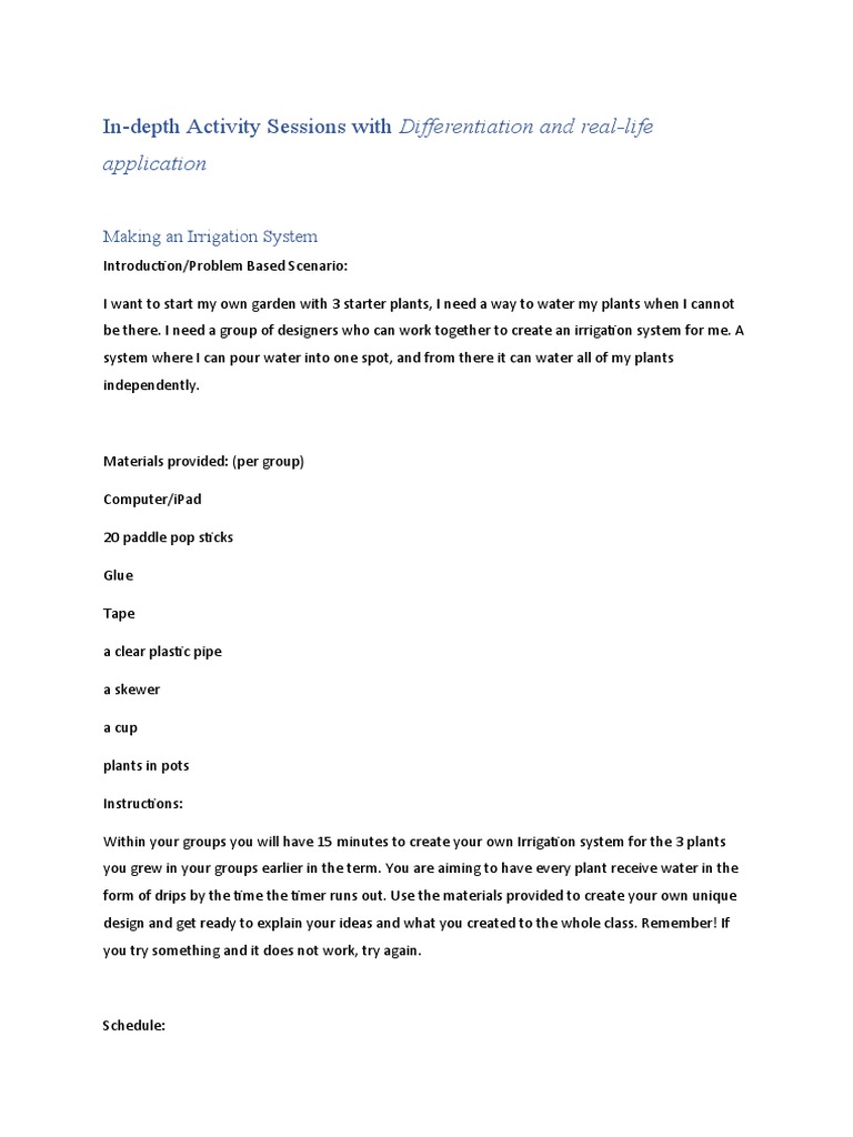 In-Depth Activity Sessions With Differentiation and Real-Life ...