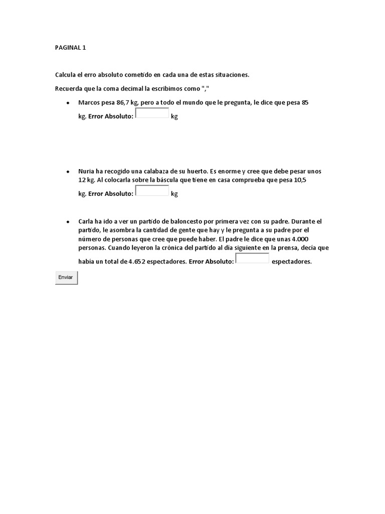Calcula El Erro Absoluto Cometido en Cada Una de Estas Situaciones | PDF