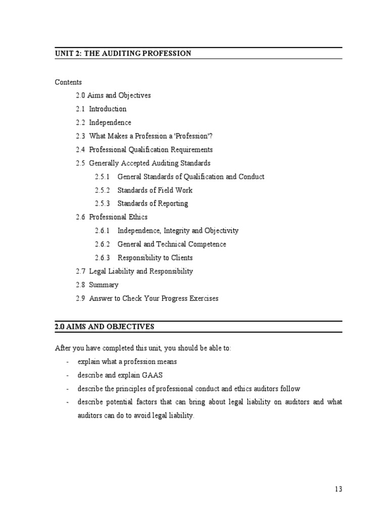 Unit 2: The Auditing Profession | PDF | Auditor's Report | Audit