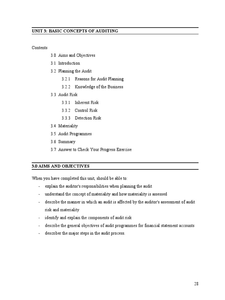 Unit 3: Basic Concepts of Auditing | Download Free PDF | Audit | Internal Control