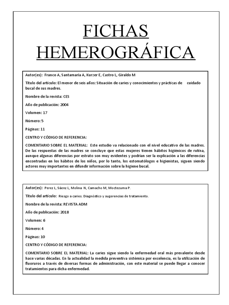 FICHAS HEMEROGRÁFICAS | PDF