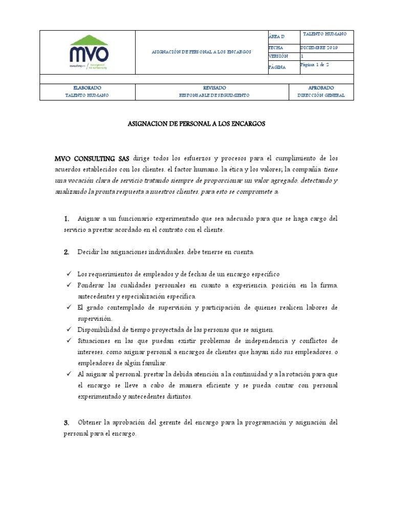 Asignación de Personal A Los Encargos | PDF | Business | Science