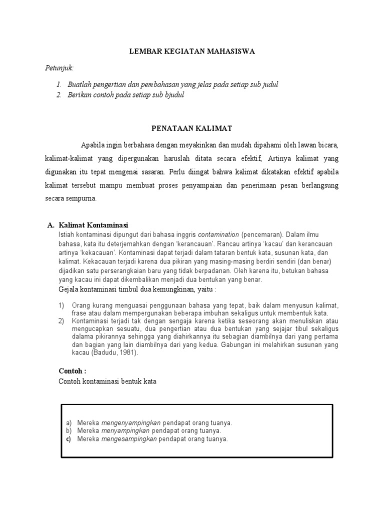 PENATAAN KALIMAT Bindo | PDF