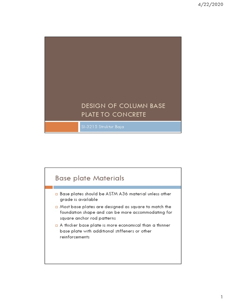 Base Plate Design PDF | PDF | Strength Of Materials | Column