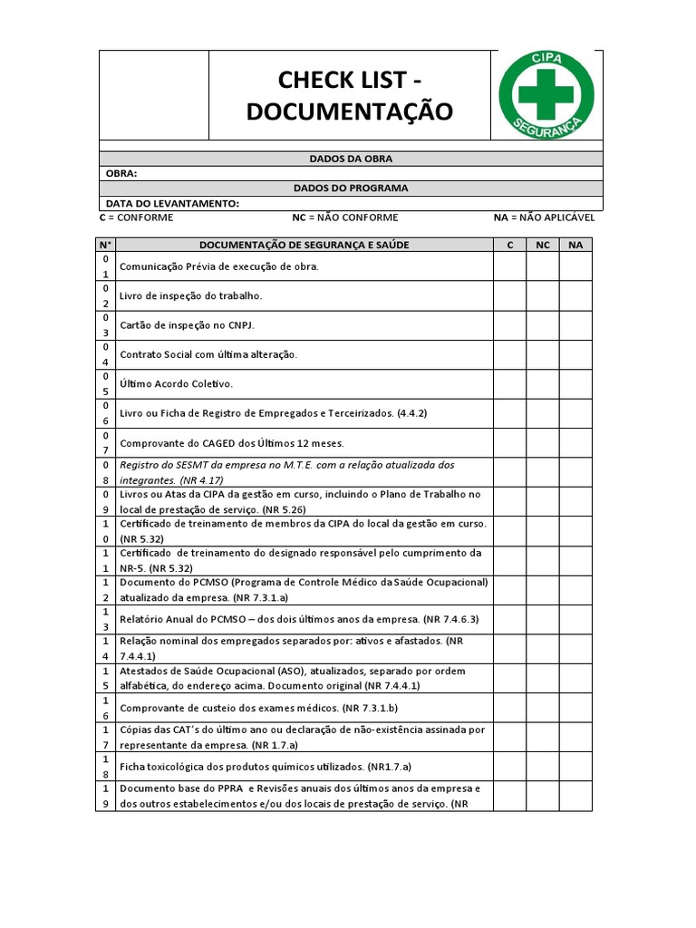 Check List - Documentos | PDF | Terceirização | Business