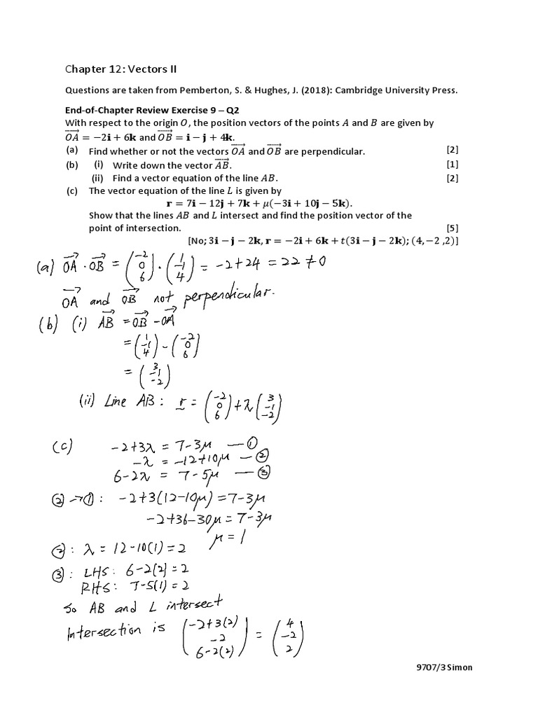 T12 Vectors II Solution | PDF | Euclidean Vector | Angle