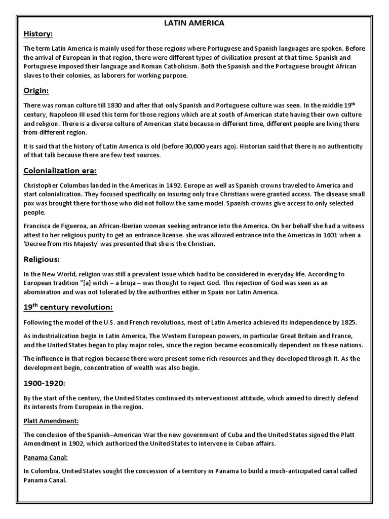 Latin America History:: Platt Amendment | PDF | Latin America | Spanish ...