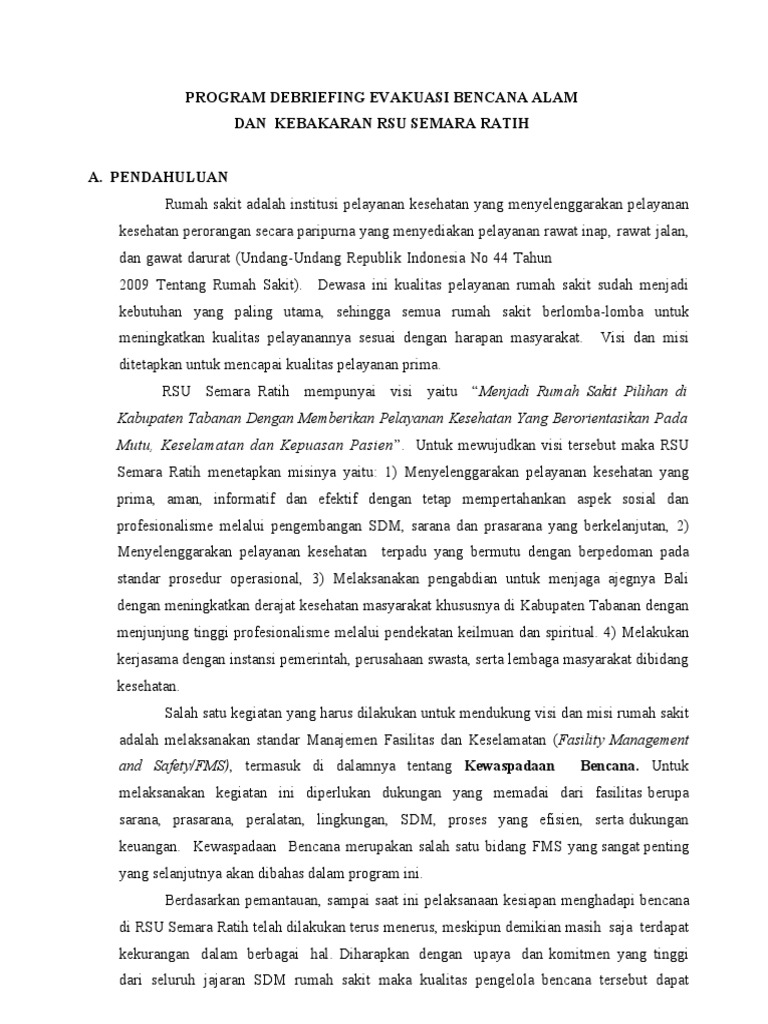 Program Debriefing Evakuasi Bencana Alam | PDF