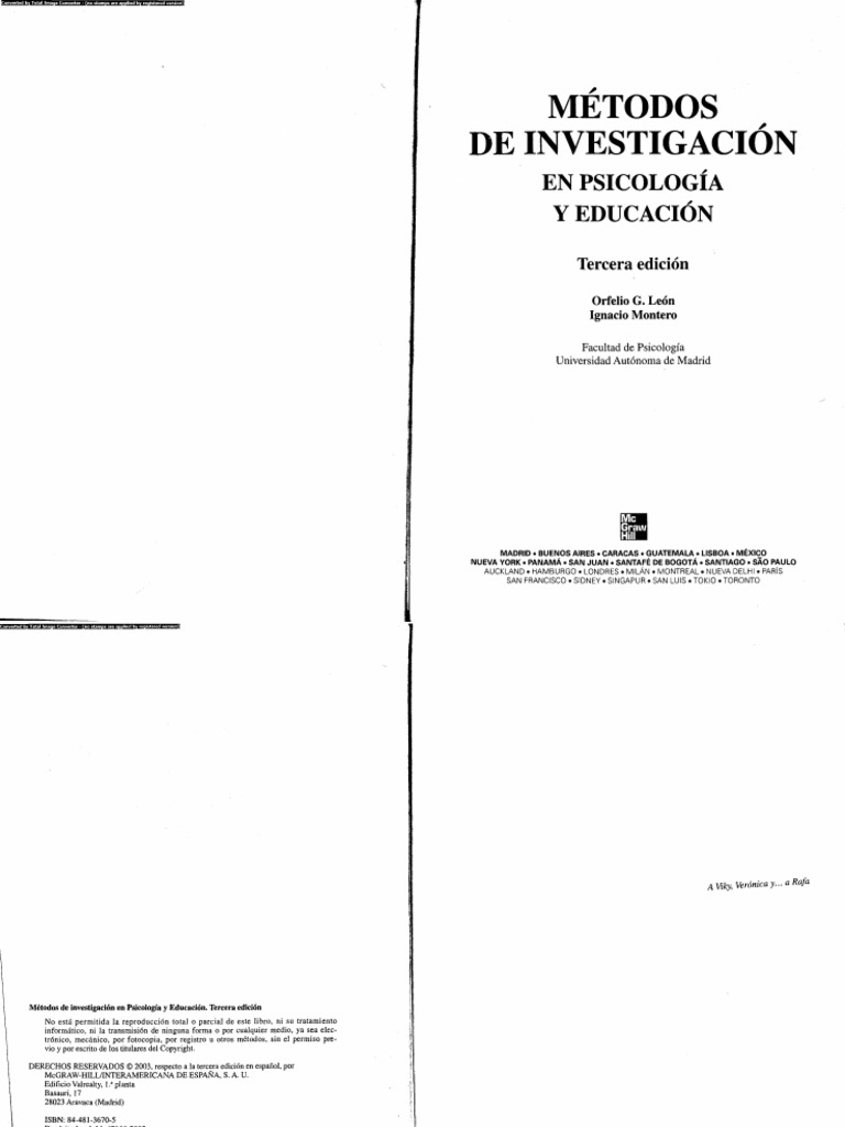 León & Montero - Métodos de Investigación en Psicología y Educación PDF ...