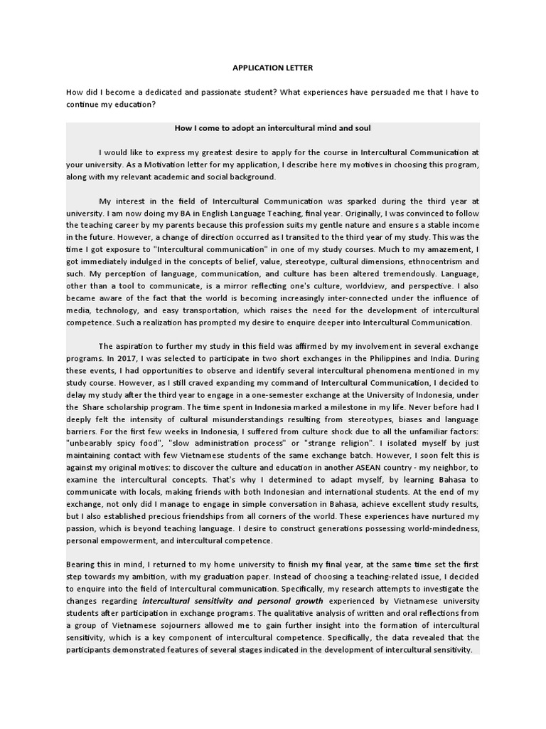 Application-Letter 90 | PDF | Cross Cultural Communication | Communication