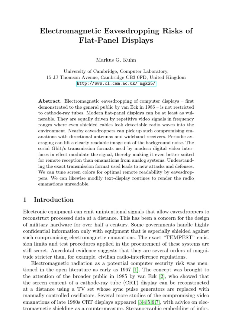 LCD Van Eck Phreaking | PDF