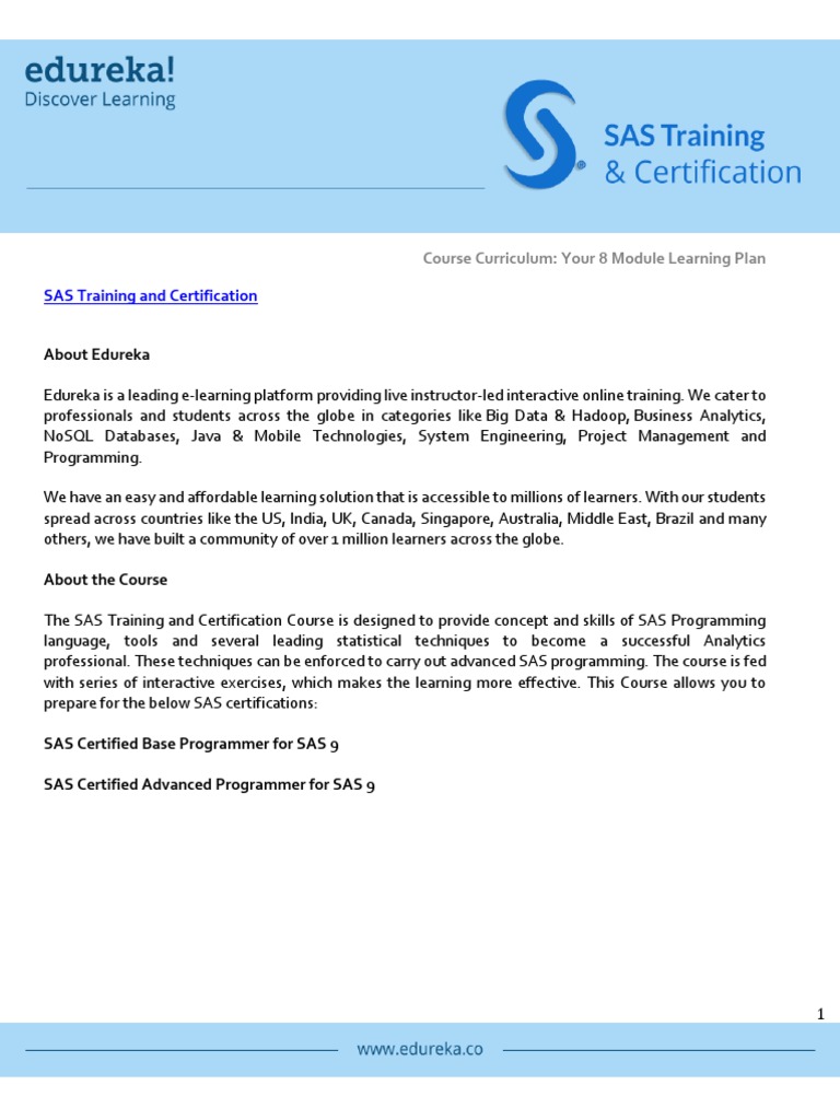SAS Training and Certification 2.0 - Curriculum PDF | PDF | Sas ...