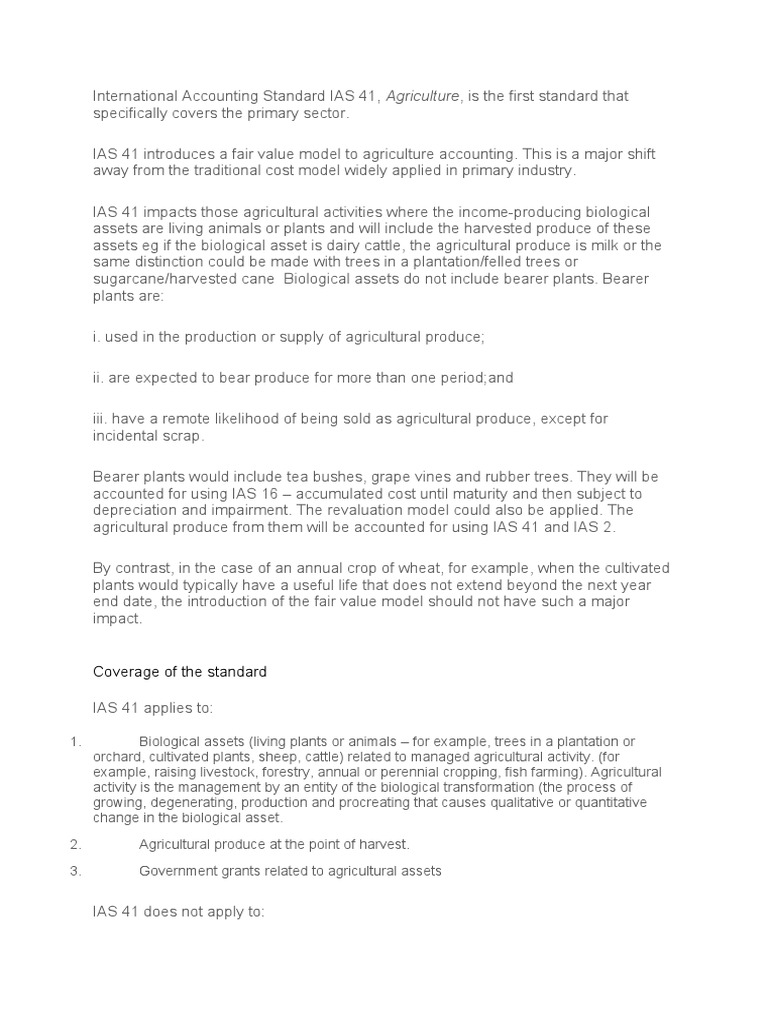 IAS 41 Agriculture Standard | PDF | Fair Value | International ...
