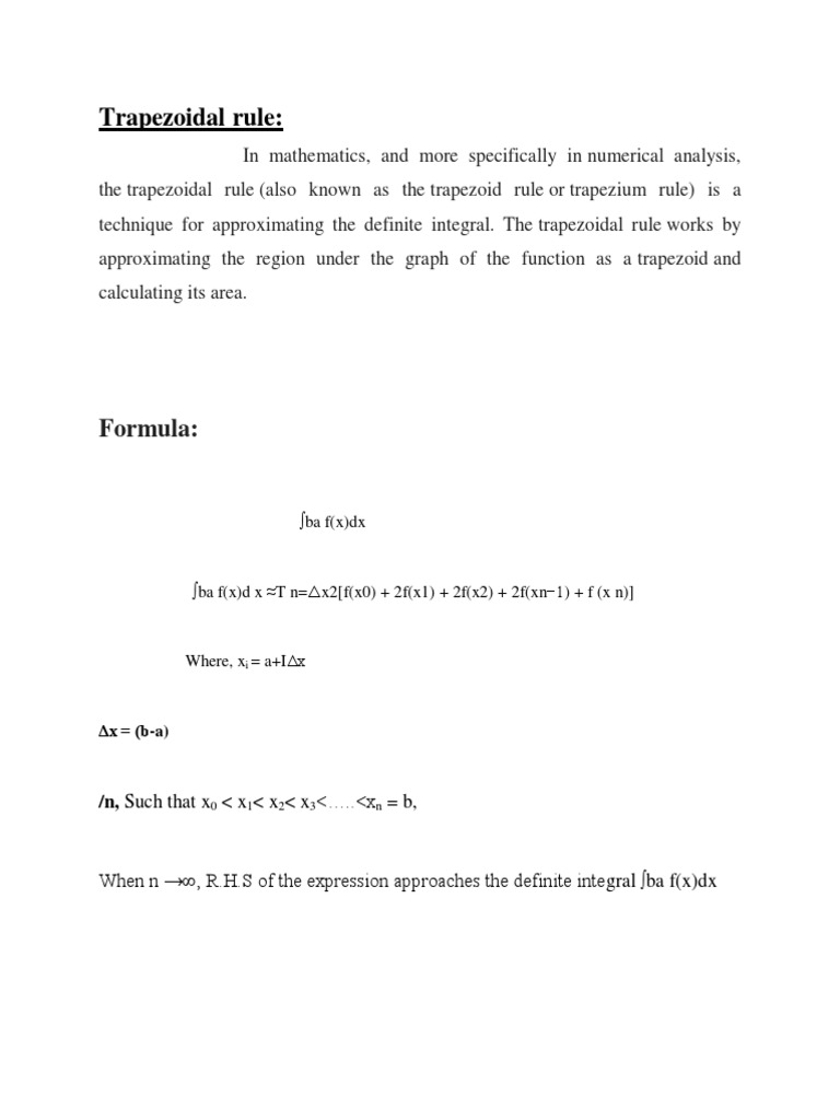 Trapezoidal Rule | PDF