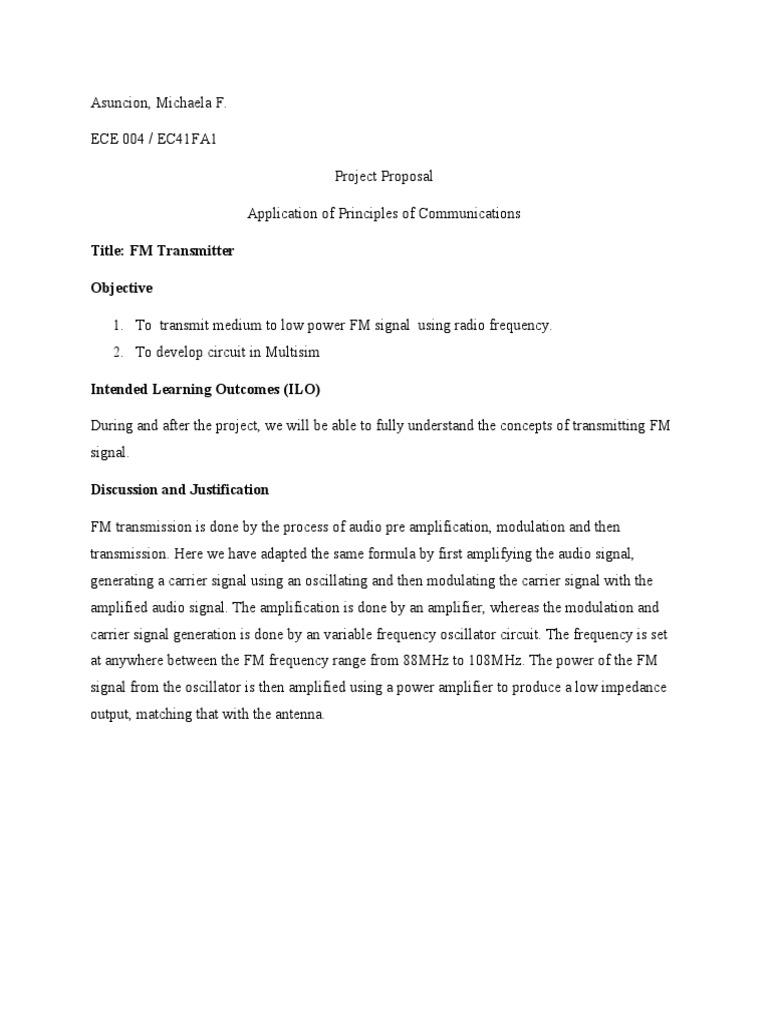 Title: FM Transmitter Objective | PDF