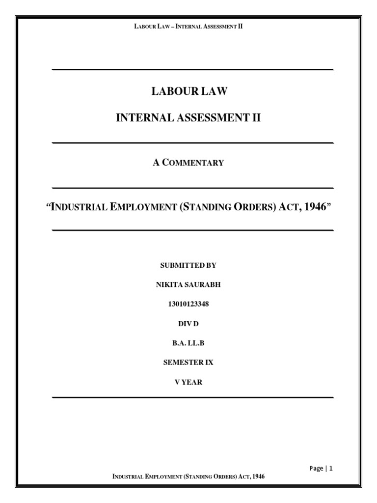 Labour Law II Standing Orders | PDF | Employment | Labour Law