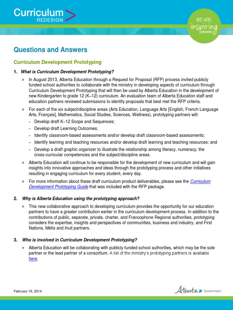 Questions and Answers: Curriculum Development Prototyping | PDF ...