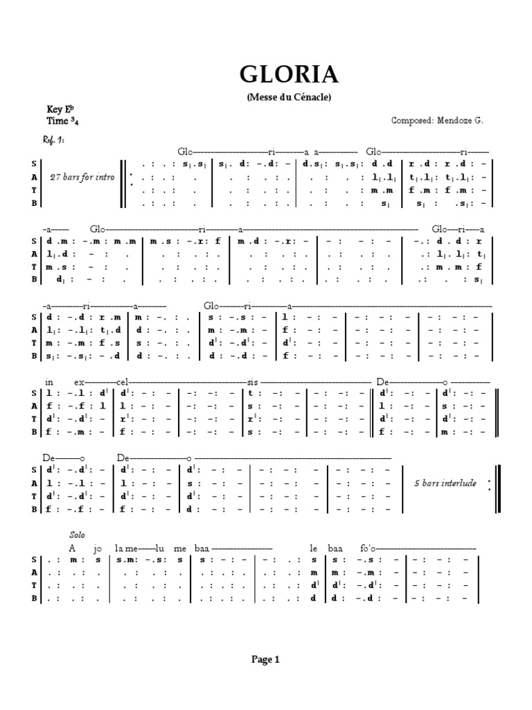 GLORIA - Messe Du Cenacle PDF | PDF