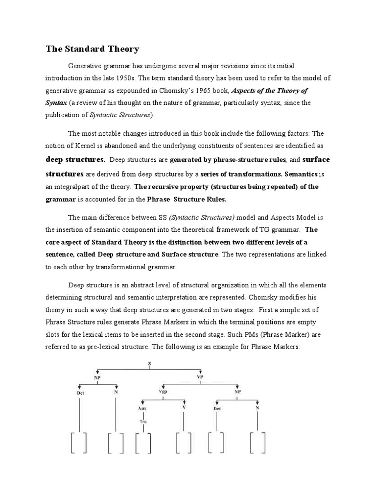 The Standard Theory: Deep Structures Surface Structures | PDF | Syntax | Lexical Semantics