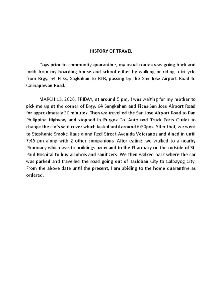 Travel History | PDF