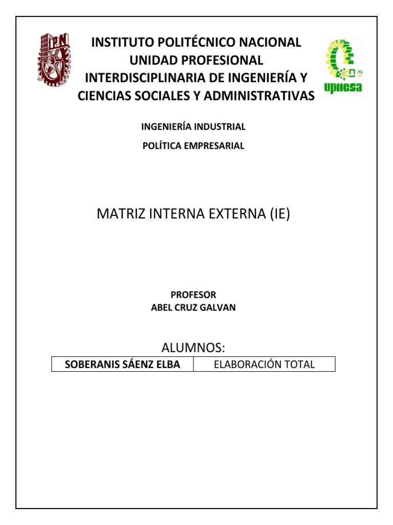 Matriz Interna Externa (Ie) | PDF | Business | Science