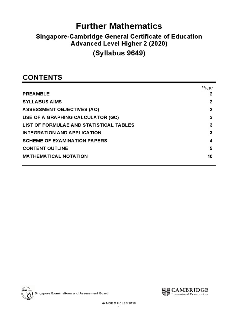 Further Mathematics H2 | PDF | Matrix (Mathematics) | Linear Algebra