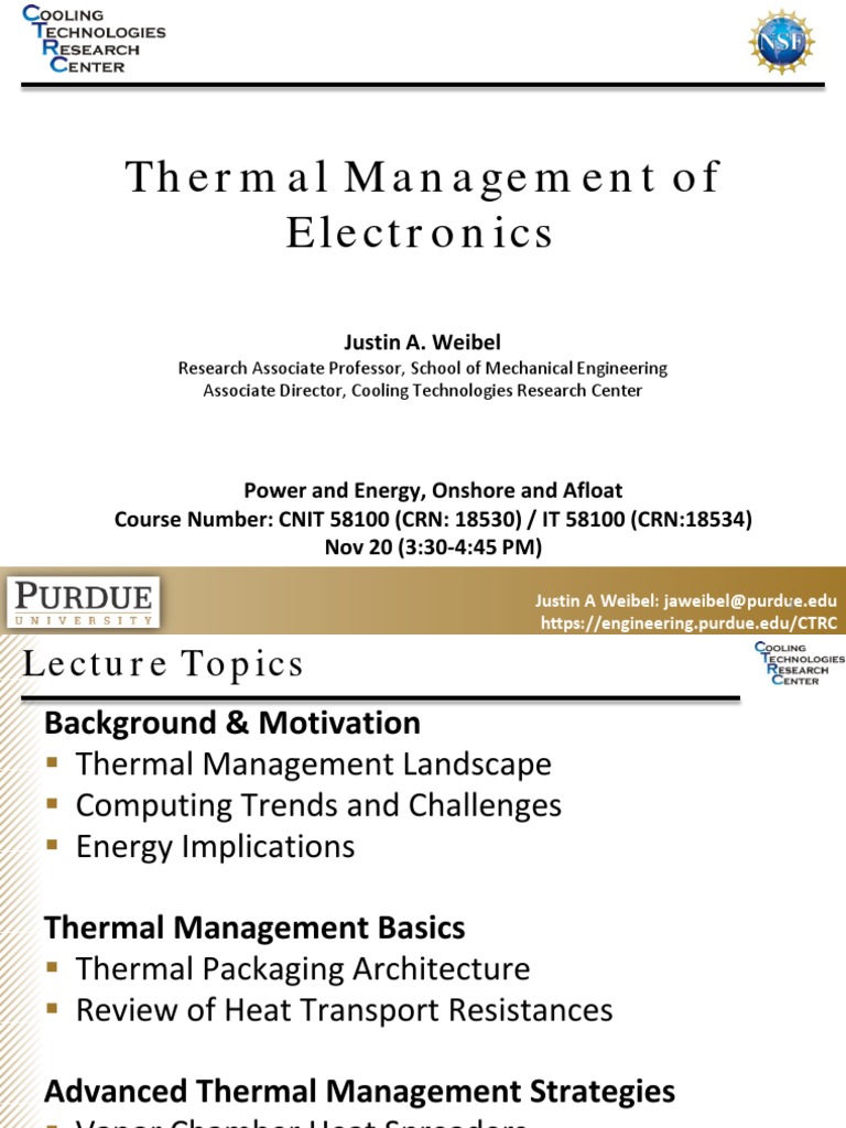 Thermal Management of Electronics: Justin A. Weibel | PDF | Heat ...