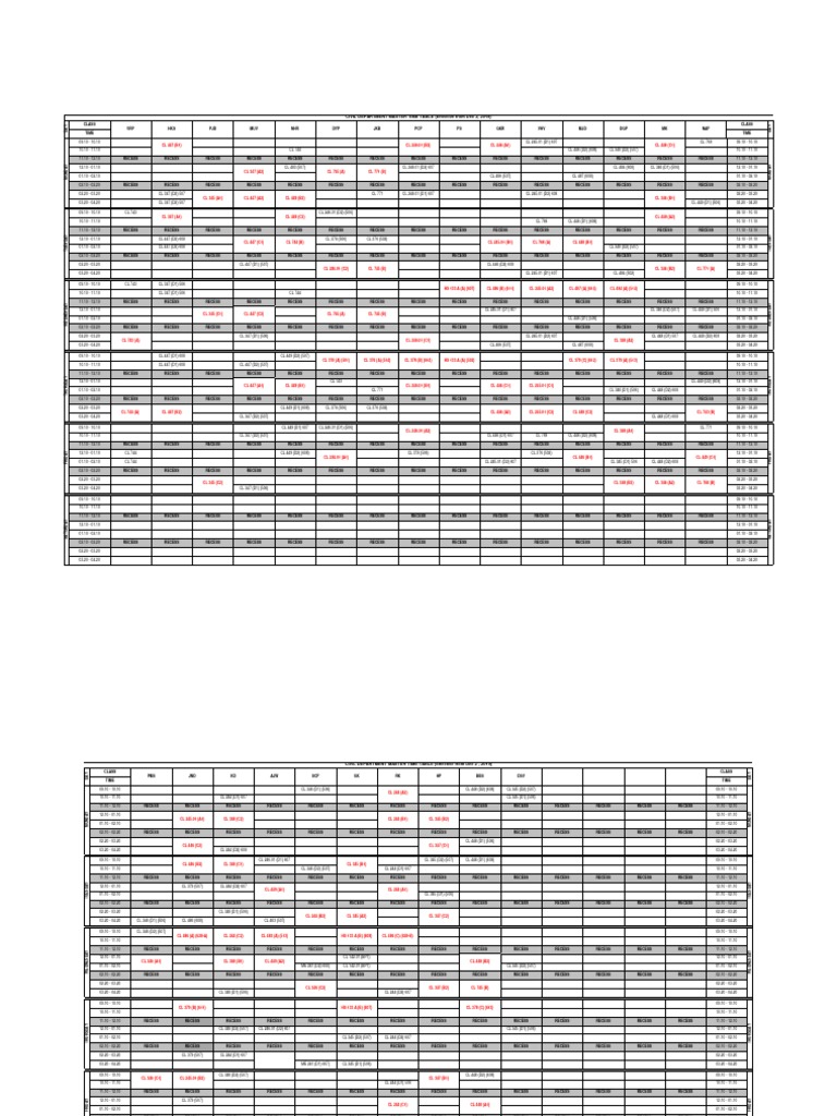 CIVIL DEPARTMENT MASTER TIME TABLE (Effective From Dec 2, 2019) | PDF