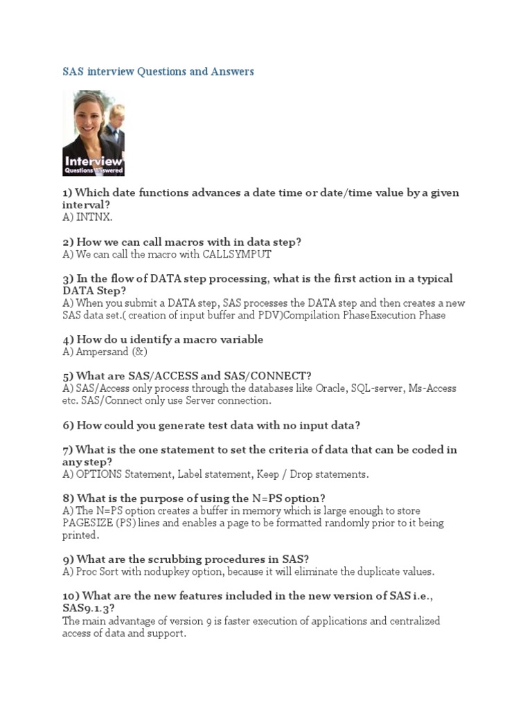 SAS Interview Questions and Answers | PDF | Sas (Software) | Macro (Computer Science)