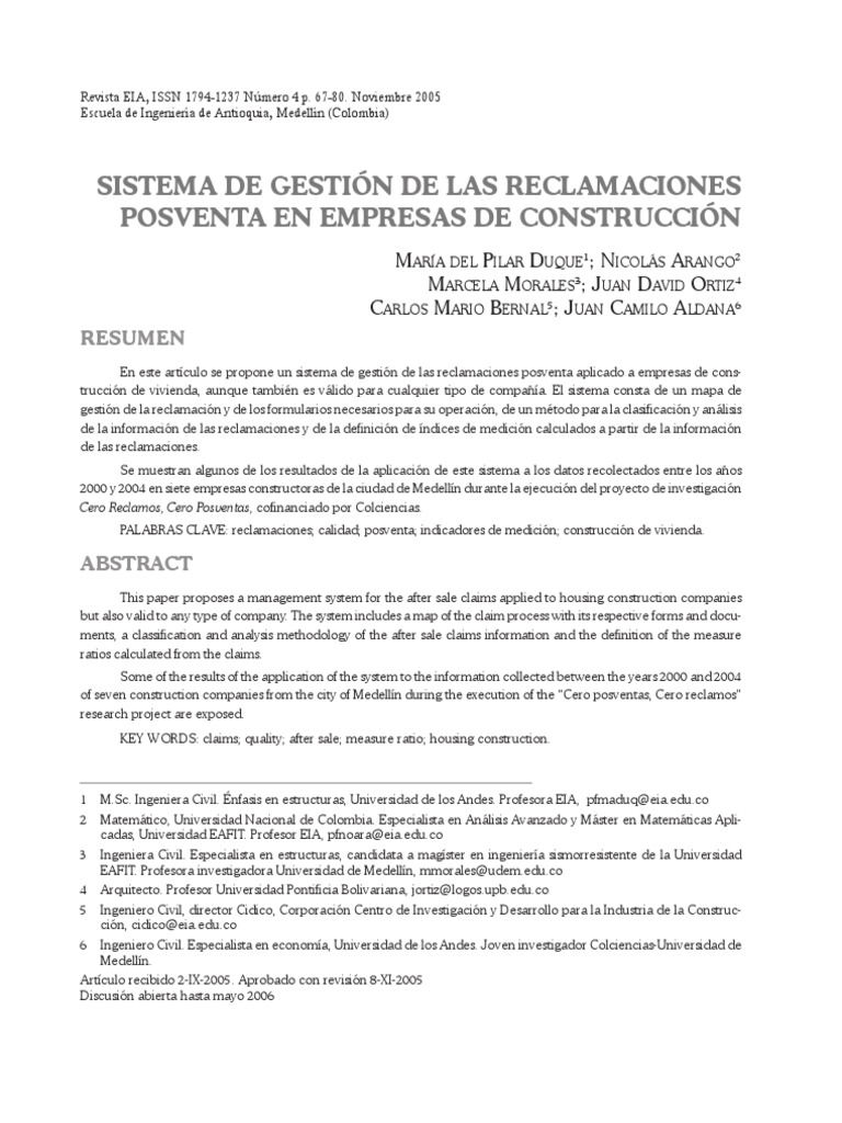 Reclamo en Empresas de Construcción | PDF | Cliente | Calidad (comercial)