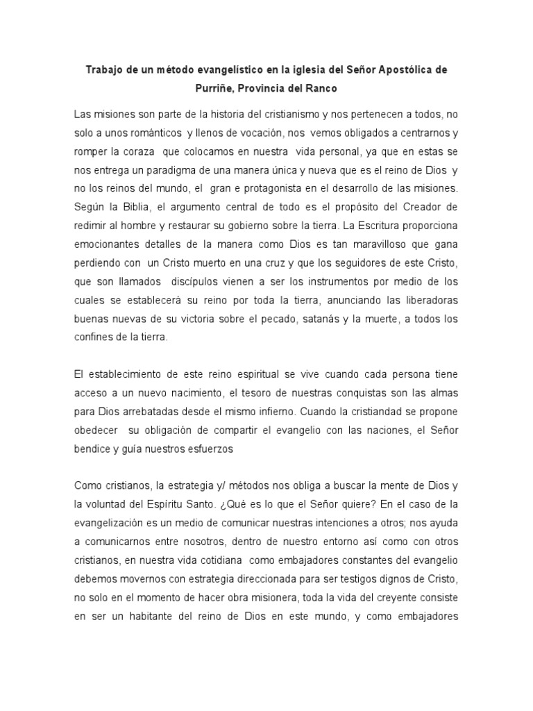 Evangelismo en Purriñe: Estrategias y Cultura | PDF | Iglesia Católica ...