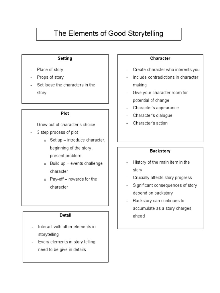 The Elements of Good Storytelling: Setting Character | PDF | Storytelling