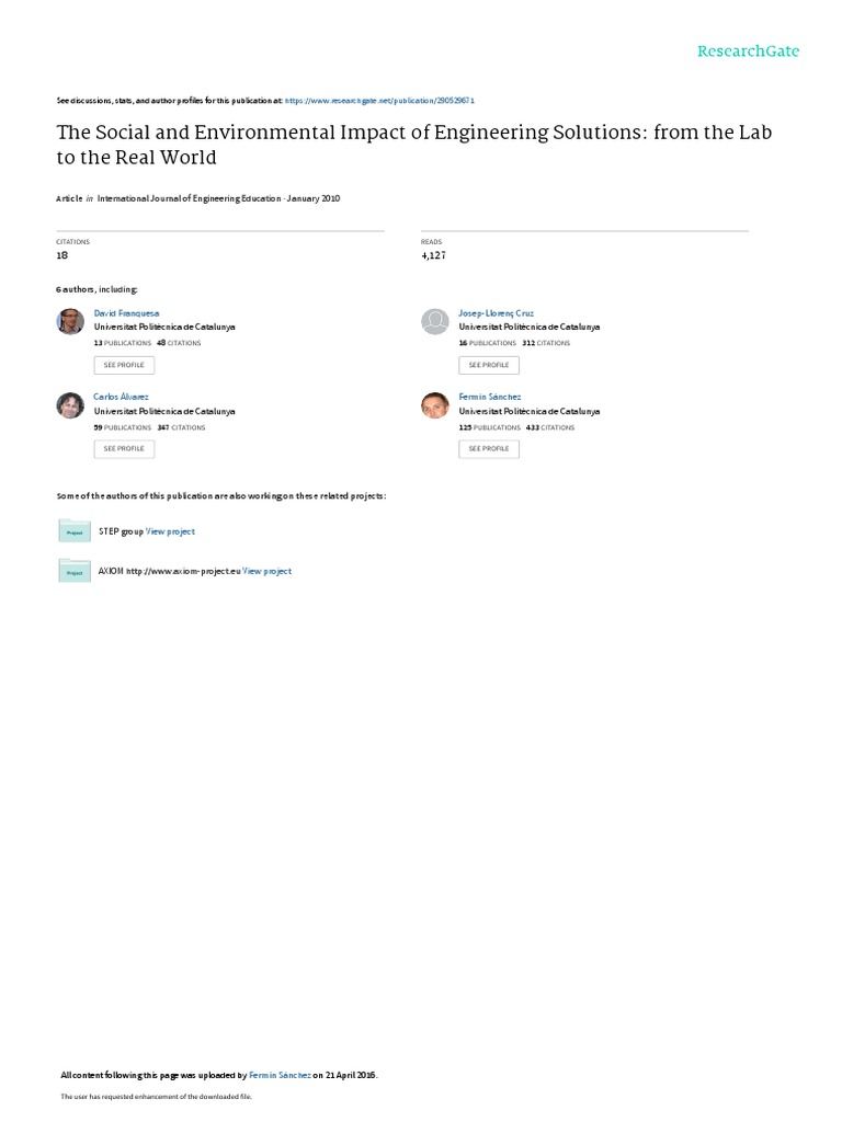 The Social and Environmental Impact of Engineering Solutions: From The ...