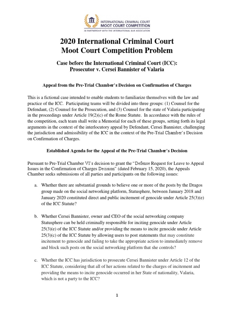 ICC Moot Court: Cersei Bannister Case | PDF | International Criminal ...