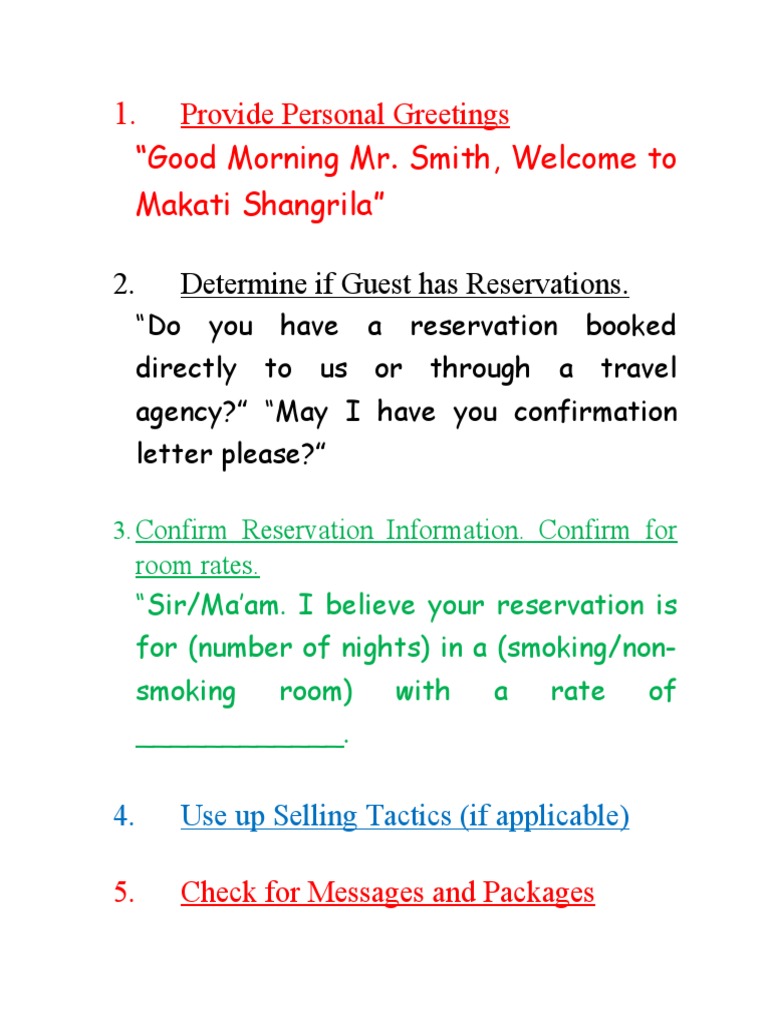 Provide Personal Greetings "Good Morning Mr. Smith, Welcome To Makati ...