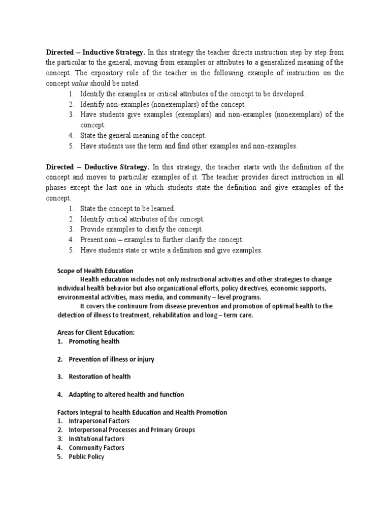 Directed - Inductive Strategy. in This Strategy The Teacher Directs ...