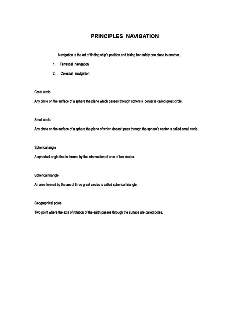 Principles of Navigation Explained | PDF | Latitude | Longitude