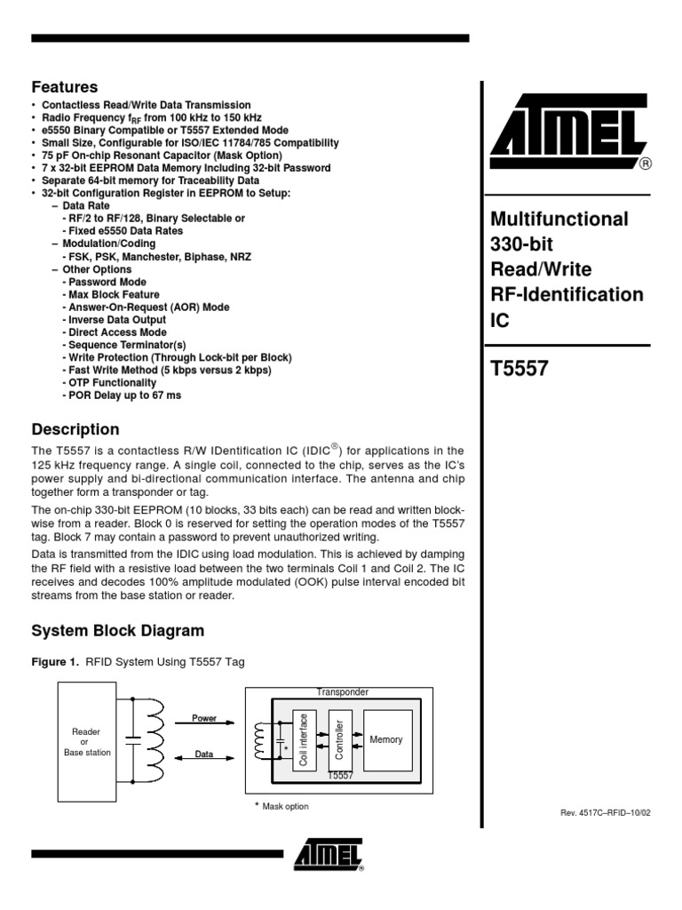 t5557 PDF | PDF | Modulation | Radio Frequency Identification