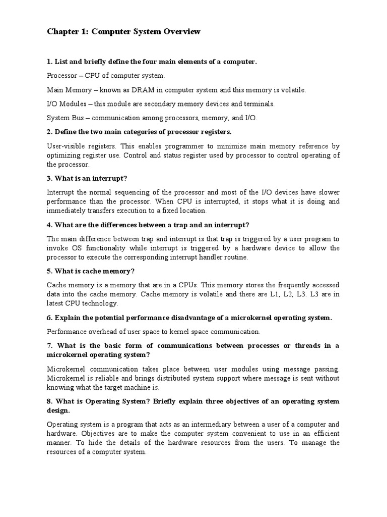 Chapter 1: Computer System Overview | Download Free PDF | Central ...