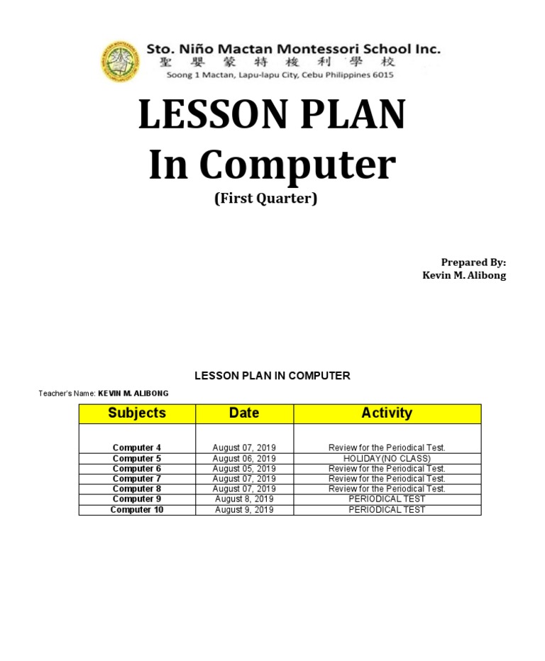 LESSON PLAN - Computer Subjects | PDF