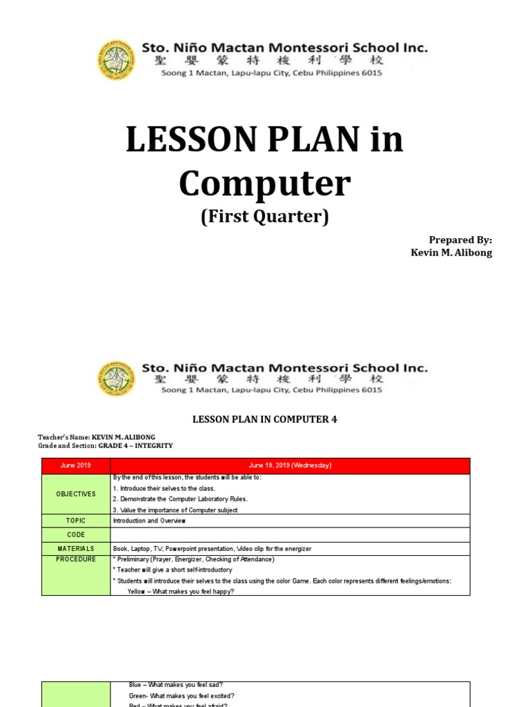 Computer Lesson Plans Grades 4-10 | PDF | Brainstorming | Lesson Plan