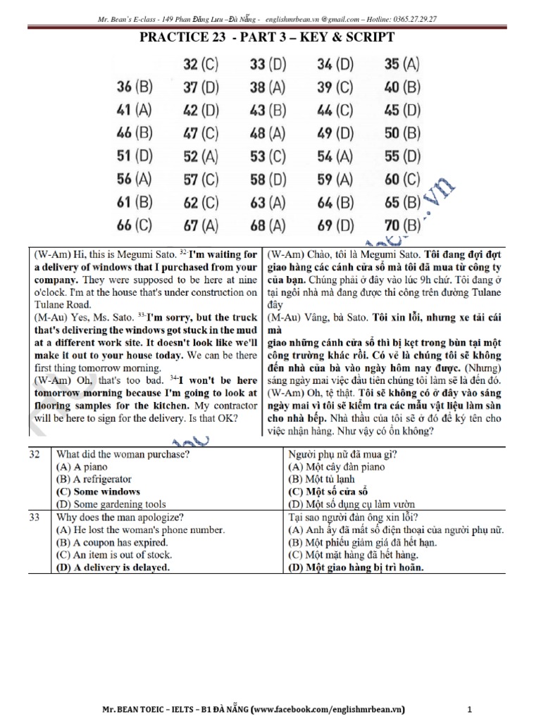 Practice 23 - Part 3 - Key & Script PDF | PDF