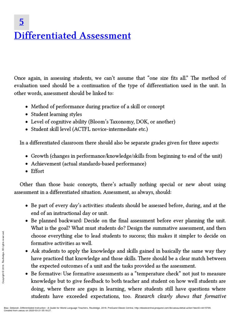 Differentiated Instruction A Guide For World Langu... - (5 ...