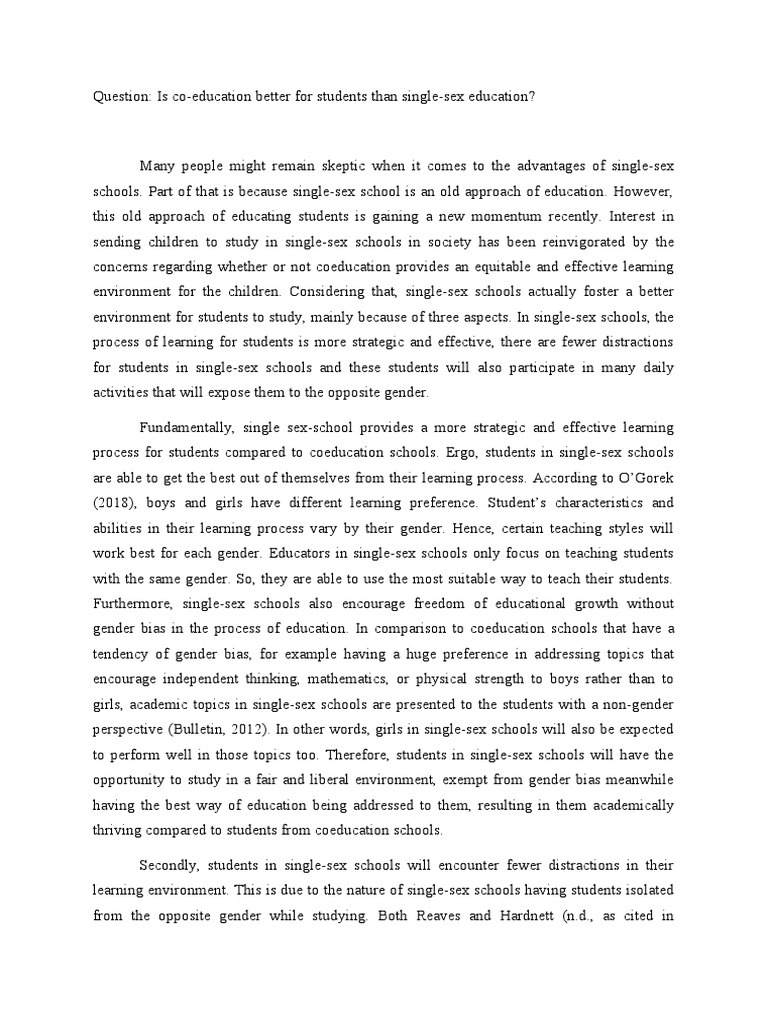 Advantages of Single-Sex Education | PDF | Gender | Gender Studies
