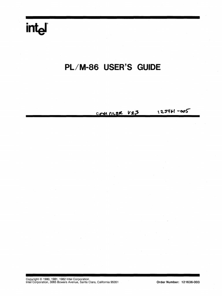 121636-003 PLM-86 Users Guide Oct82 | PDF | Computer Program | Programming