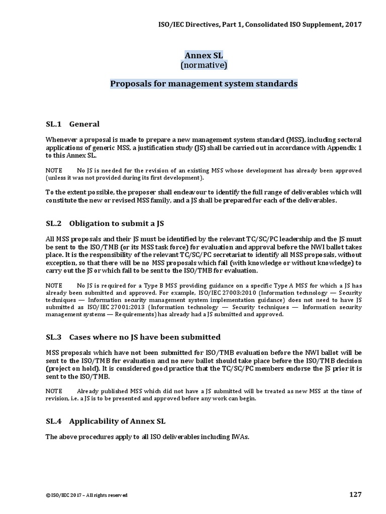 Annex SL (Normative) Proposals For Management System Standards | PDF ...