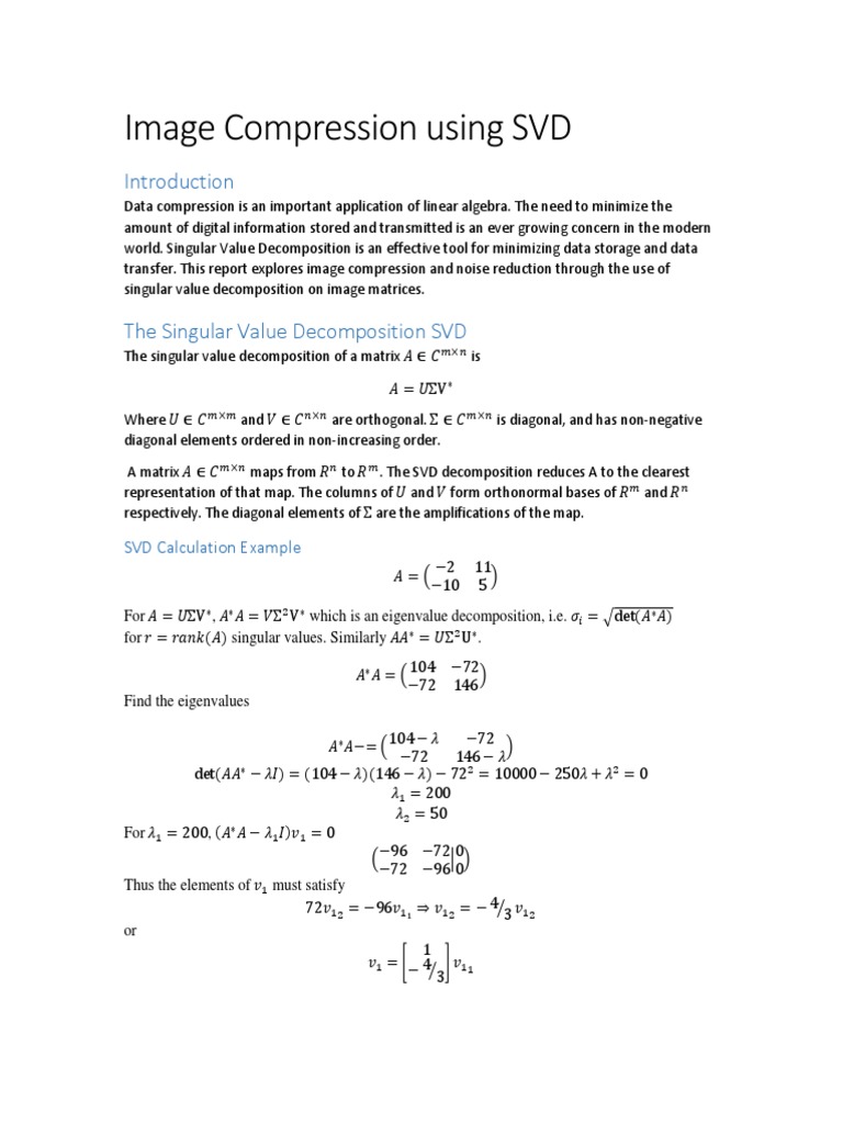 Image Compression Using SVD PDF | PDF | Linear Algebra | Algebra