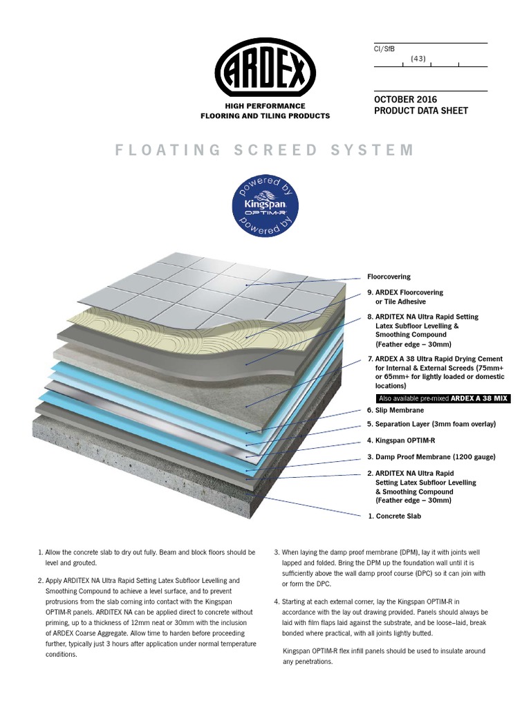 ARDEX Kingspan Floating Screeds | PDF | Flooring | Building Engineering