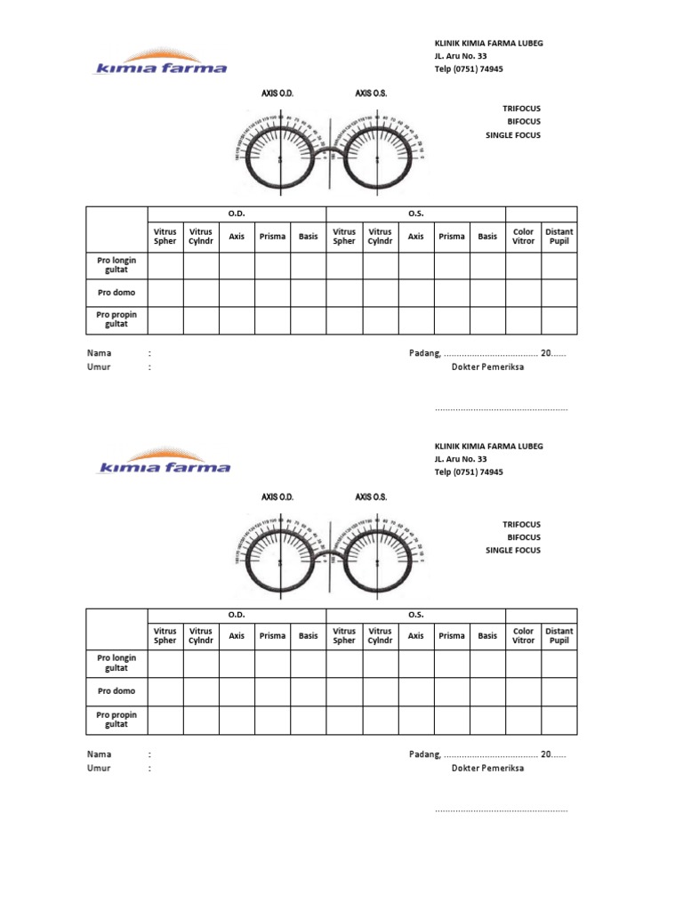 Optometry Prescription Form Template | PDF